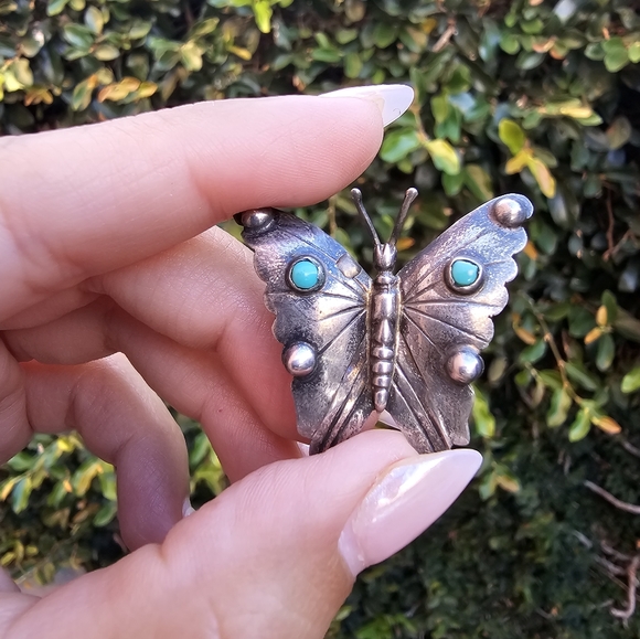 Stampd | Jewelry | Sterling Silver Vintage Butterfly With Turquoise ...